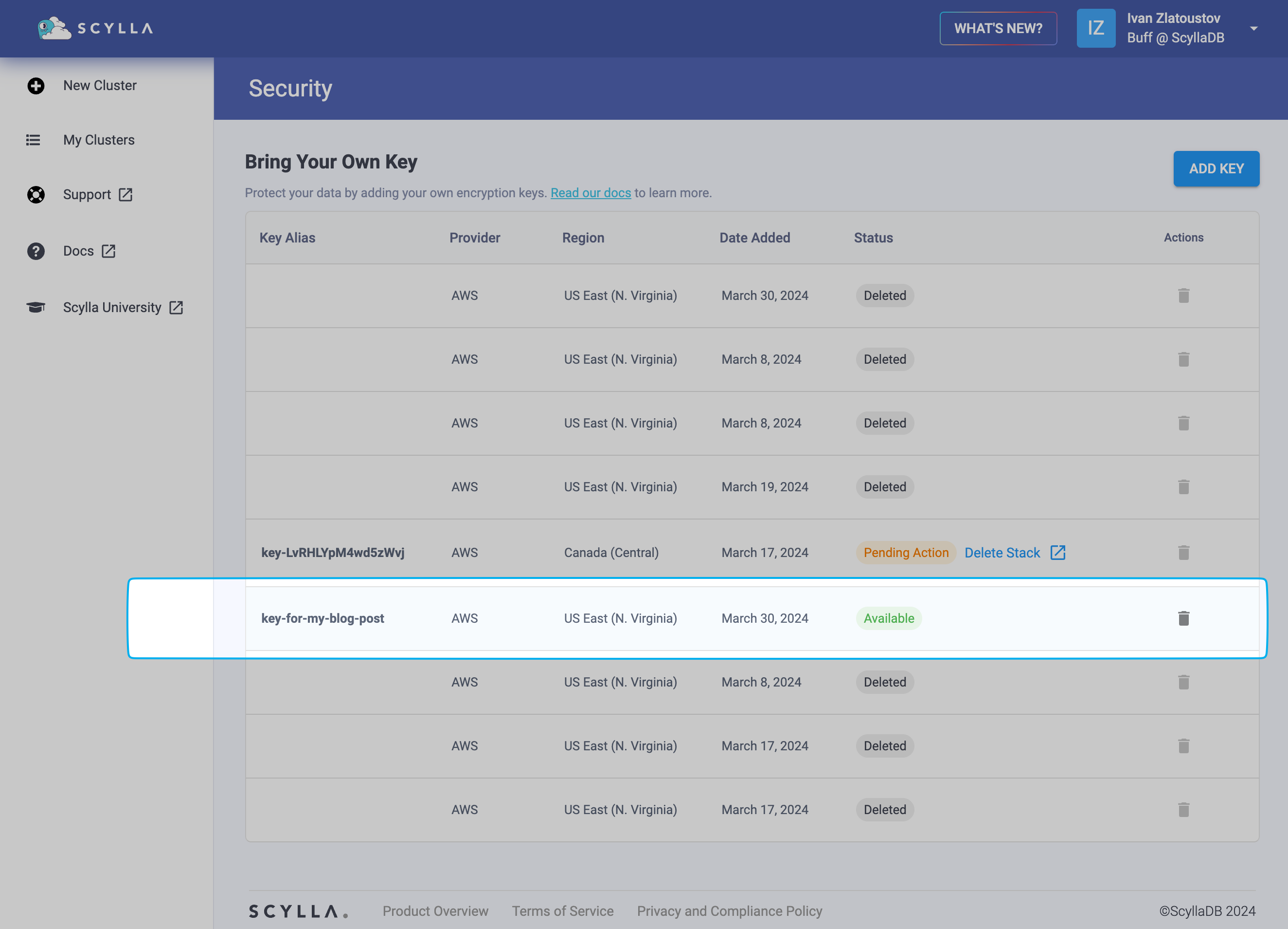 Getting Started With Database Level Encryption At Rest In Scylladb Cloud Scylladb